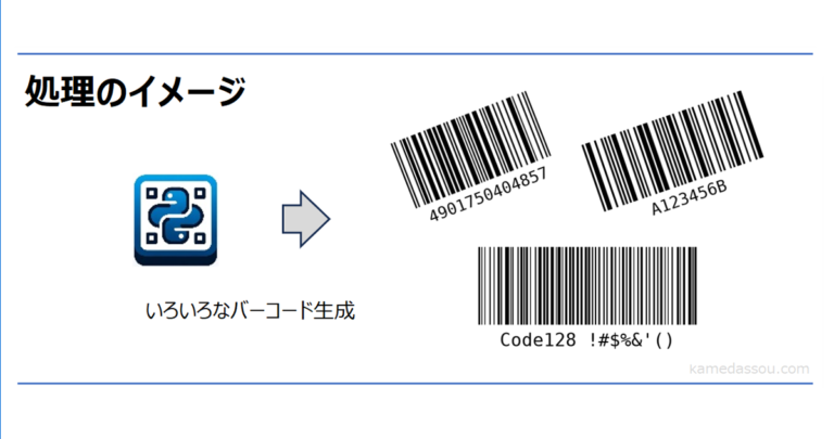 Pythonで簡単にできる！バーコードを生成する方法 | かめ脱走中